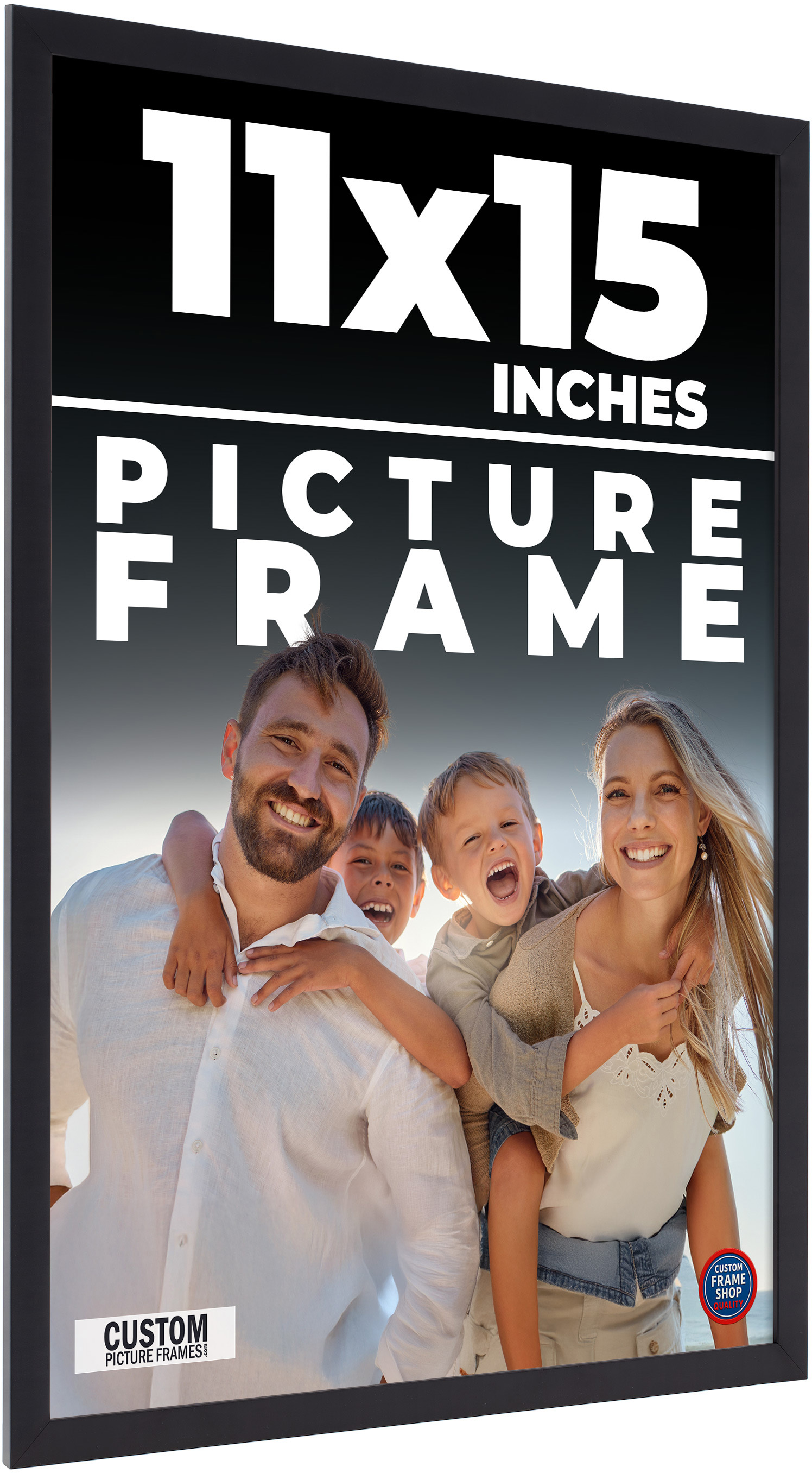 11x15 Frame Black Solid Wood Picture Frame | 0.75 Inch Moulding Width ...