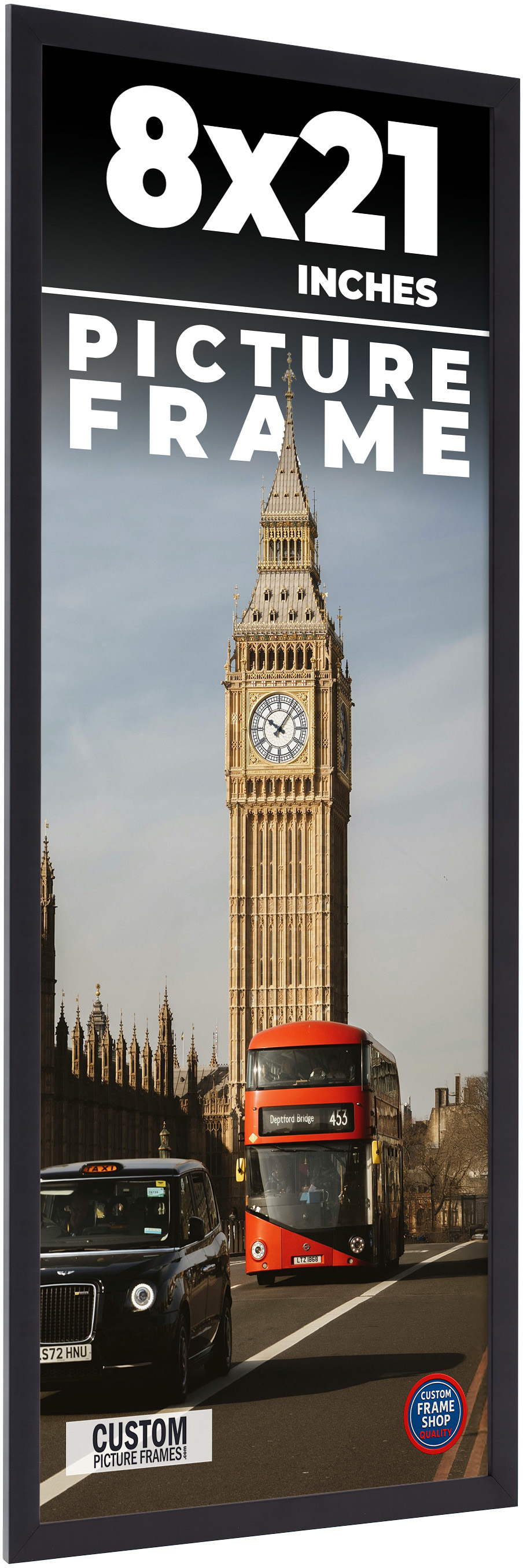 8x21 Frame Black Picture Frame Complete Modern Photo Frame UV Acrylic ...