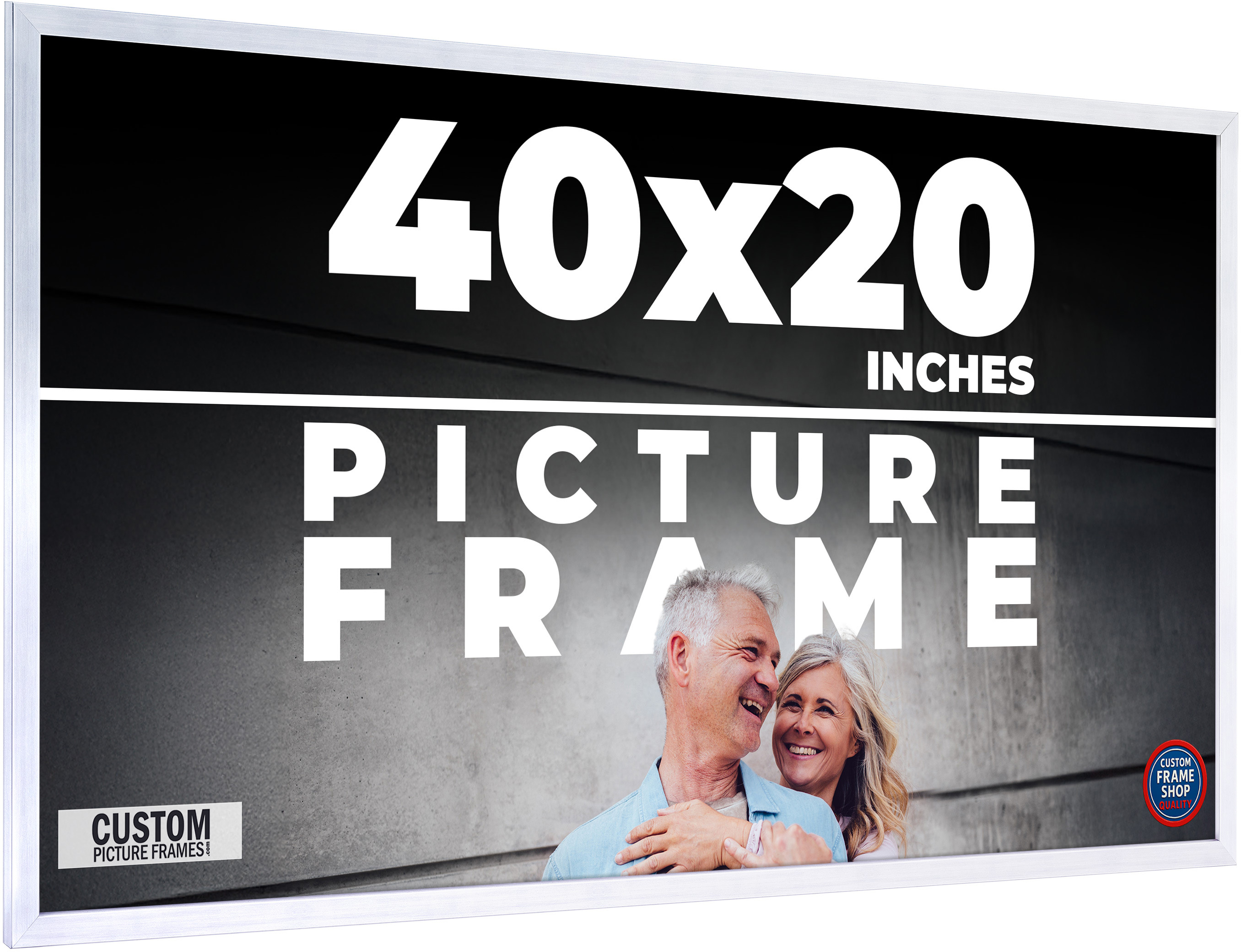 40x20 Frame Stainless Steel Silver Picture Frame Photo Frame UV Acrylic ...