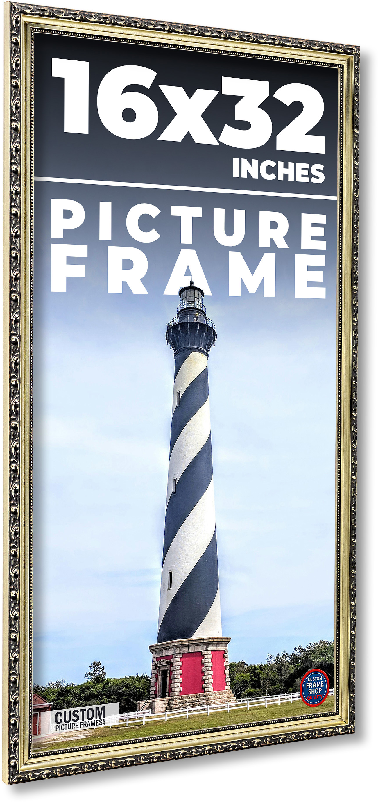 16x32 Frame Silver Solid Wood Picture Frame Width 1.125 Inches ...